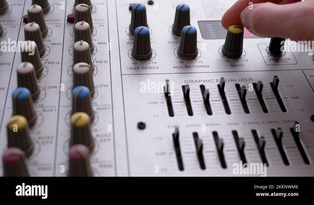 DJ Switches Equalizer Toggle Key with Fingers, Rotates Knobs on Mixer ...