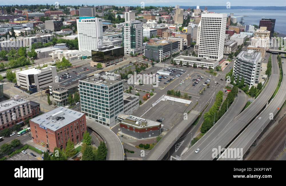 Cinematic drone footage of the Greater Tacoma Marriott Convention ...
