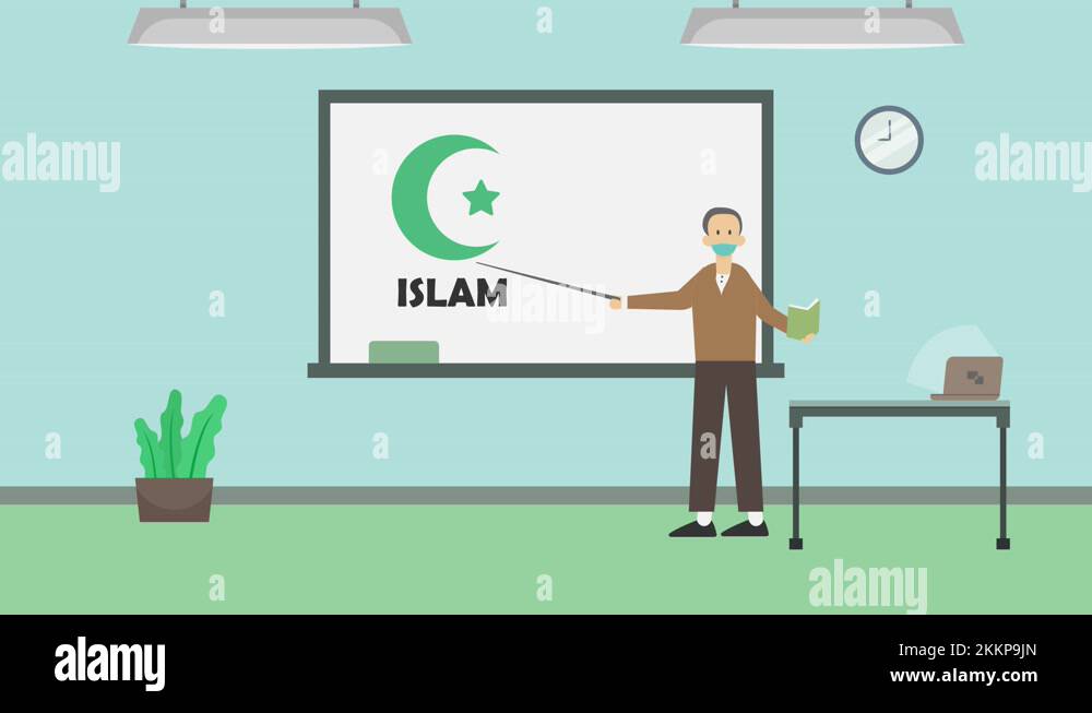 Teacher wears mask and teaches about Islam lesson Stock Video Footage ...