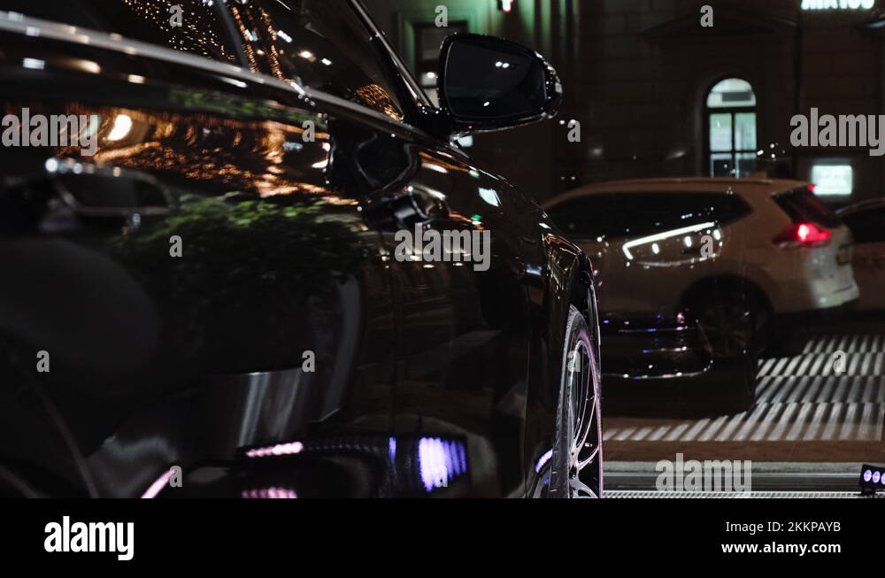 The new black Mercedes Benz S-Class W223 luxury car in the showroom ...