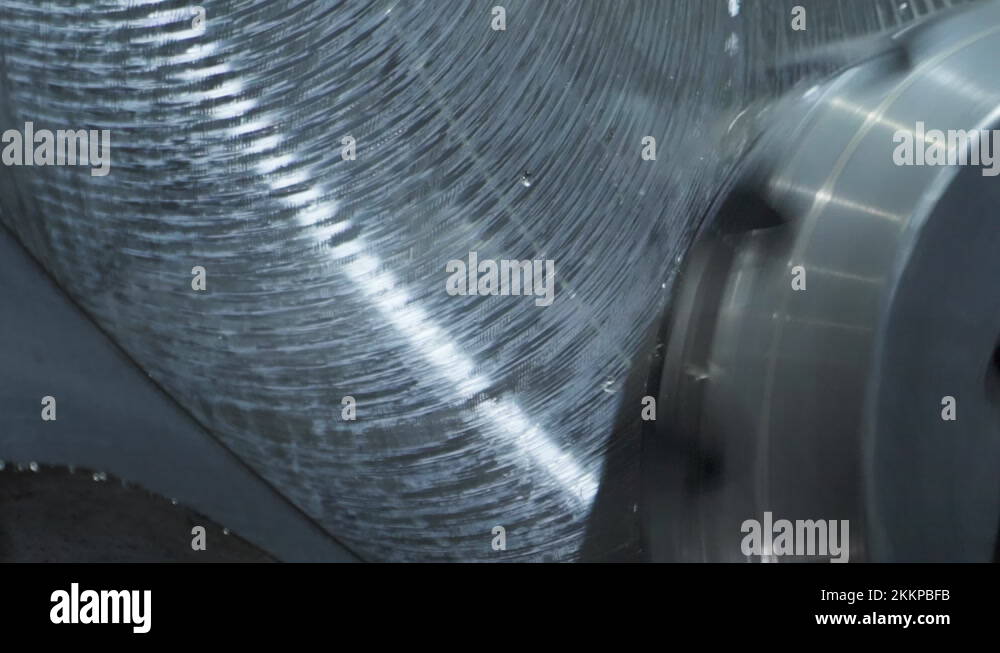 Cutting Through the Metal. A lot of Metal Shaving Dropping Out. Heavy ...