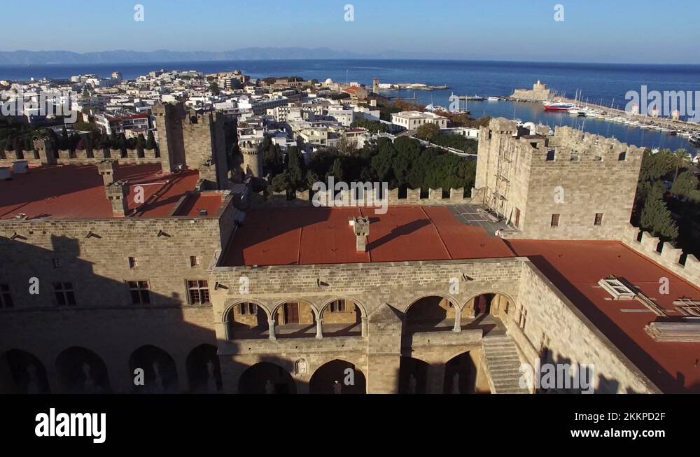 Rhodes Greece ancient Greek and medieval monuments from a drone Stock ...
