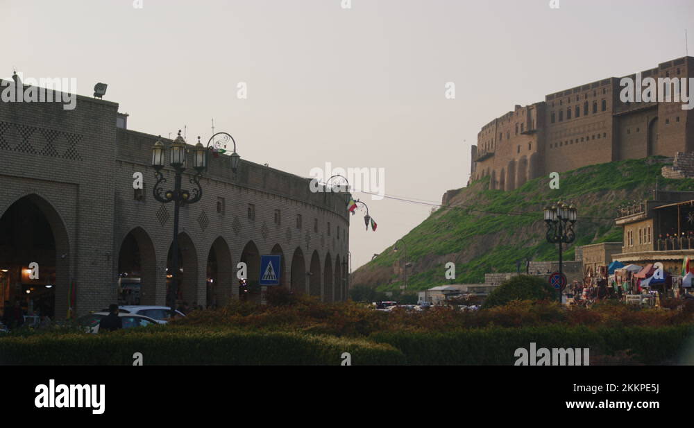 Sunset At The Grand Bazaar and The Citadel in Erbil, Iraq Stock Video ...