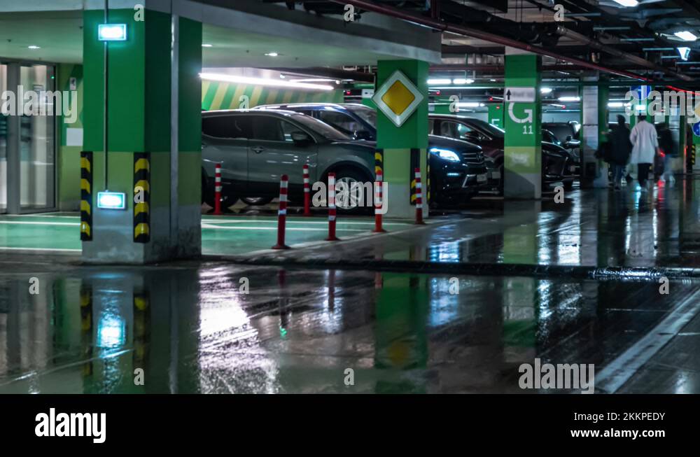 Entry and exit of cars from underground Parking lot of shopping mall ...
