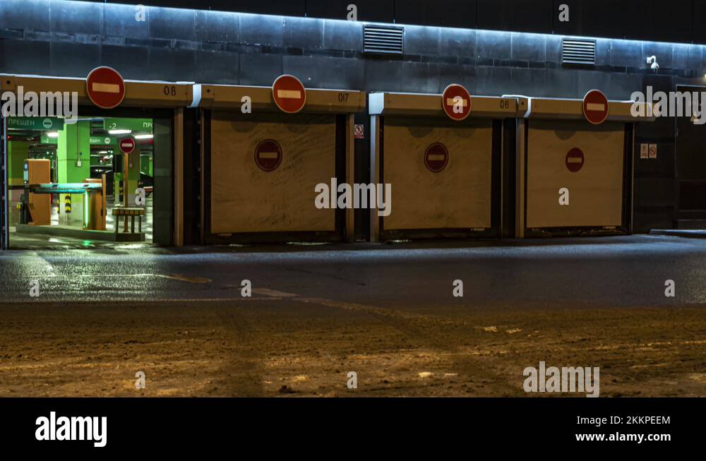 Entry and exit of cars from underground Parking lot of shopping mall ...