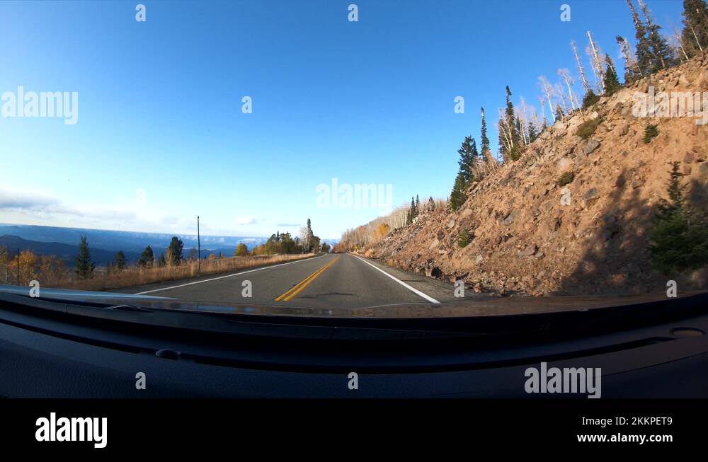 Cliffside road with scenic horizon view in Grand Mesa, Colorado Stock ...