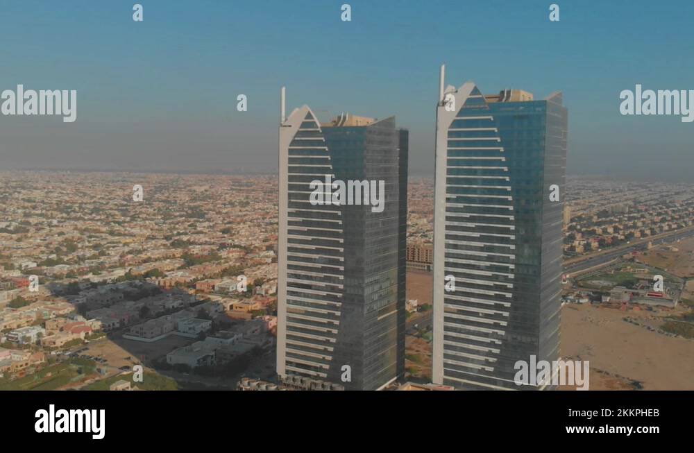 Aerial View Of Dolmen City Tower A And B In Karachi In Pakistan. Slow ...