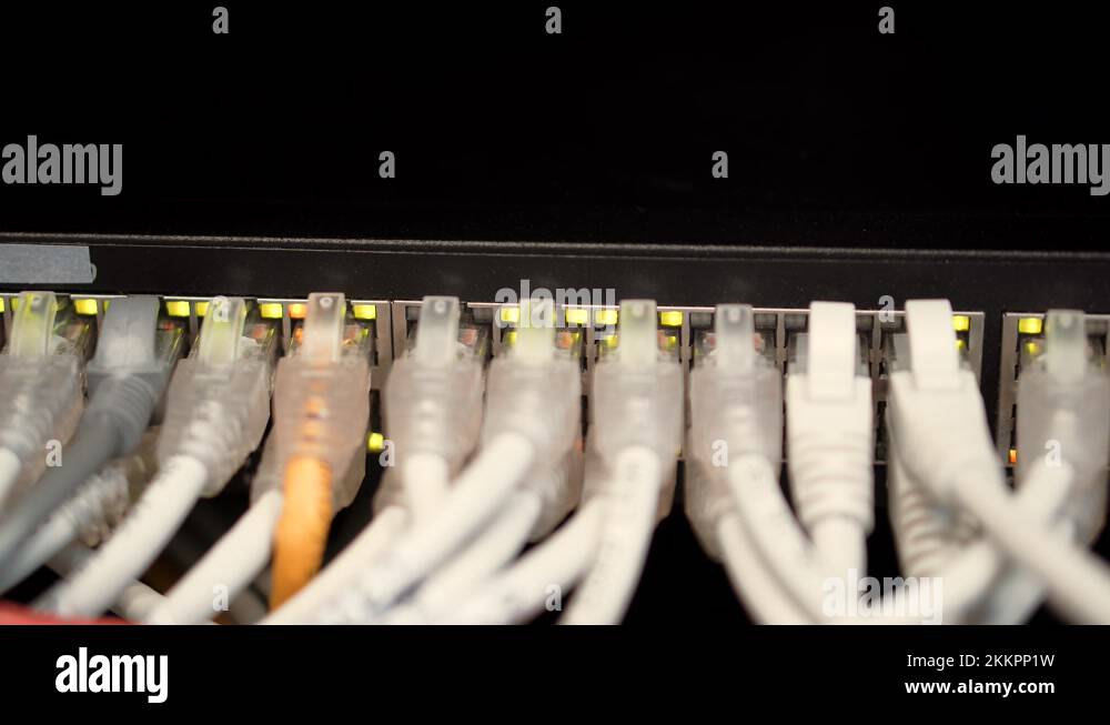 Network Switch.Internet Router.Ethernet Patch Cord.Lan Hardware Server ...
