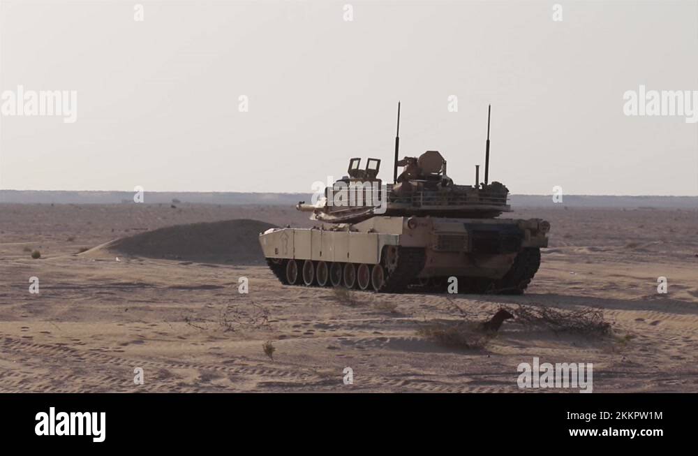 Abrams Battle tank fires gun in desert during Iron Union in UAE Stock ...