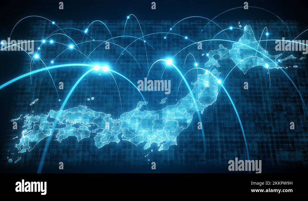 Communication network of Japan concept. Map of Japan. Business strategy ...