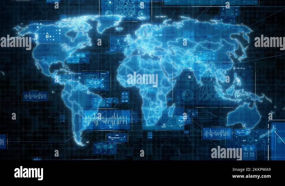 Global network concept. World map. Business strategy. GUI (Graphical ...