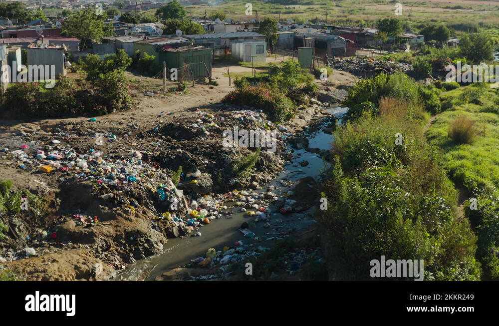 Water pollution. Aerial view of horrific plastic pollution in rivers in ...