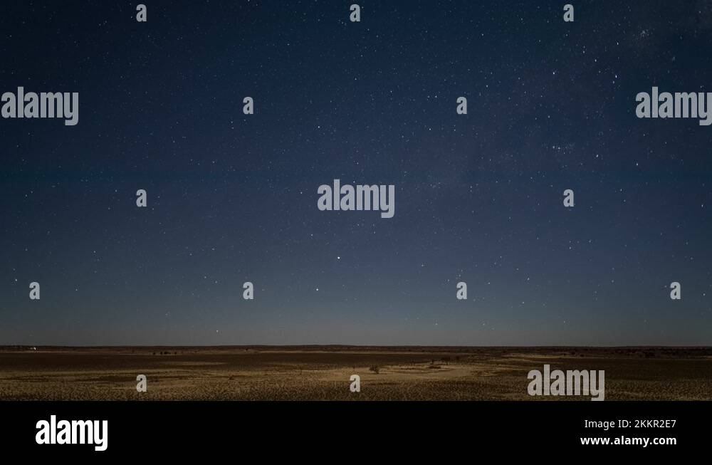 Huge astro rotating night sky full of stars over arid Kgalagadi Park ...