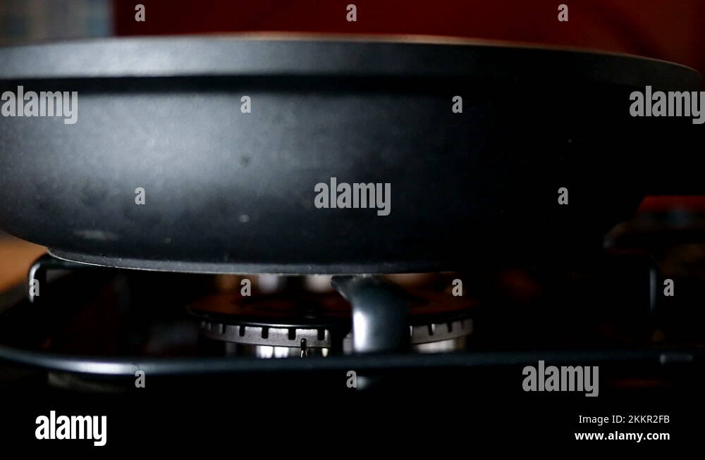Process of burning and appearing blue flame of gas methane or propane ...