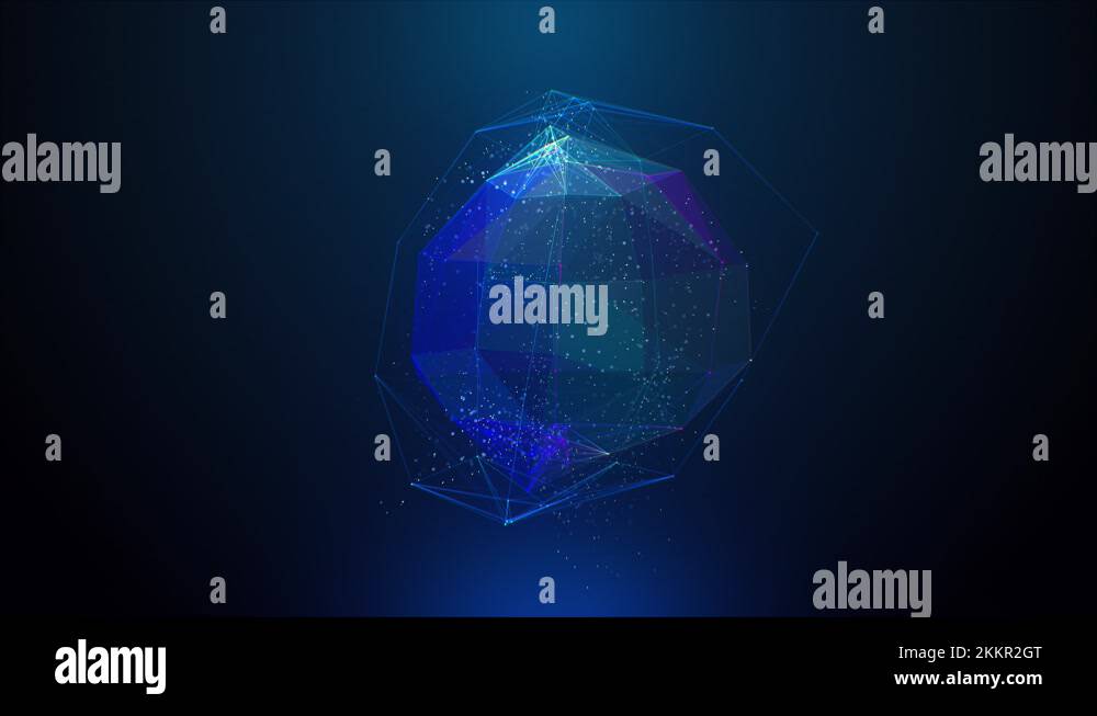 Abstract blue Plexus structure form 3D animation. Digital and ...
