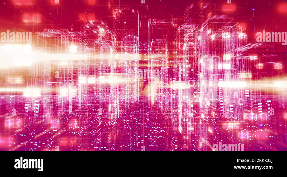 Smart City Flight Animation. Futuristic High Tech Metropolitan City ...