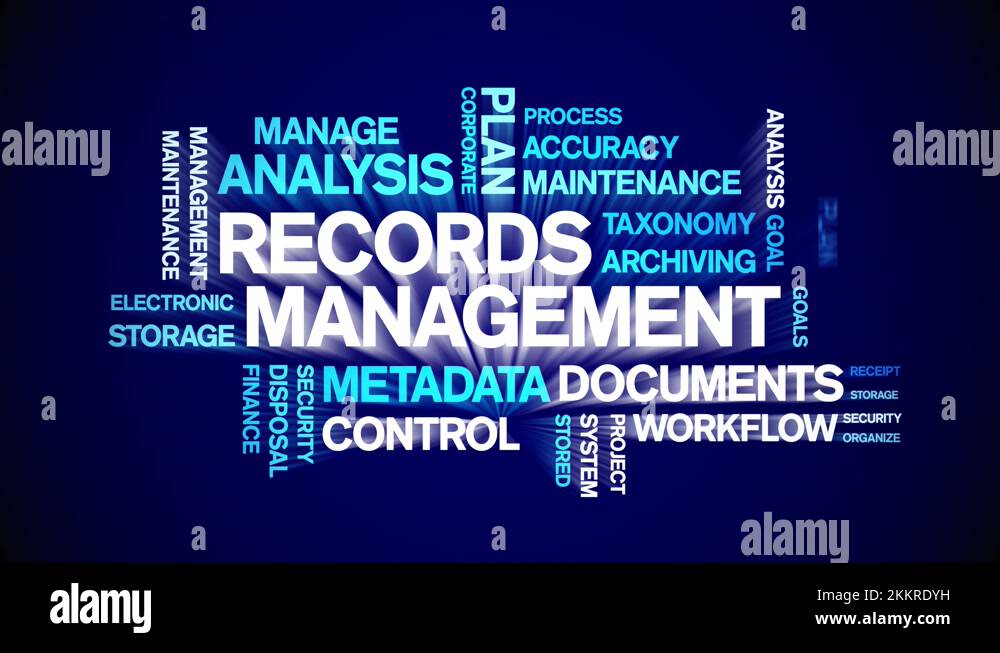 4k Records Management Animated Tag Word Cloud,Text Animation seamless ...