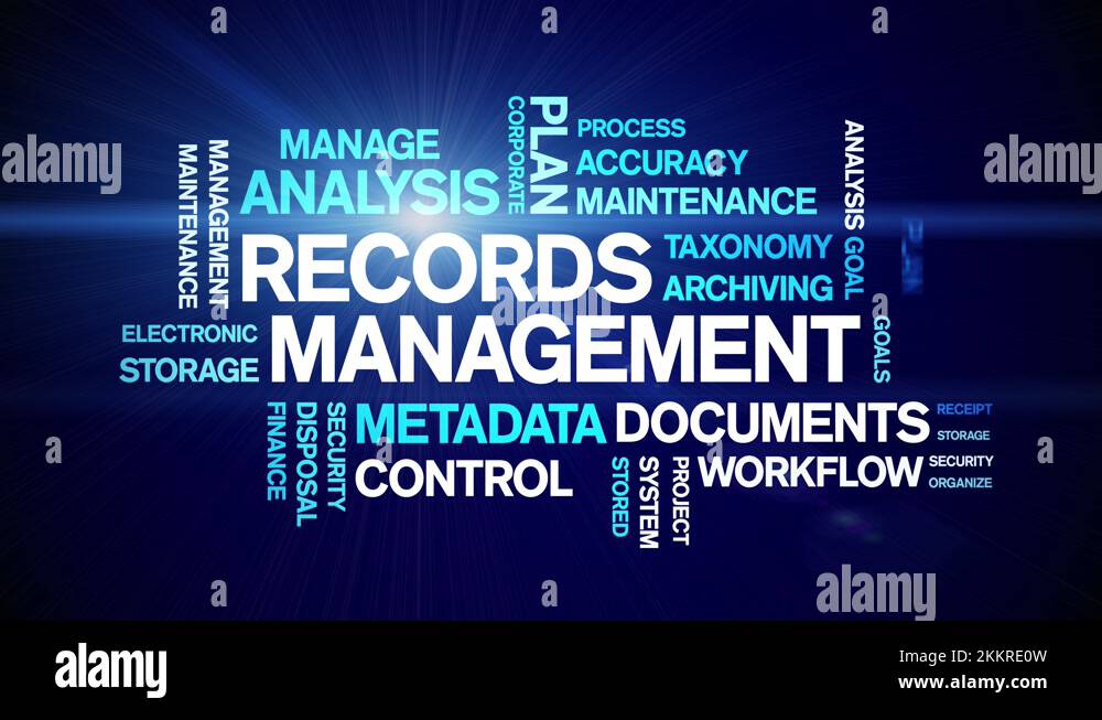 4k Records Management Animated Tag Word Cloud,Text Animation seamless ...
