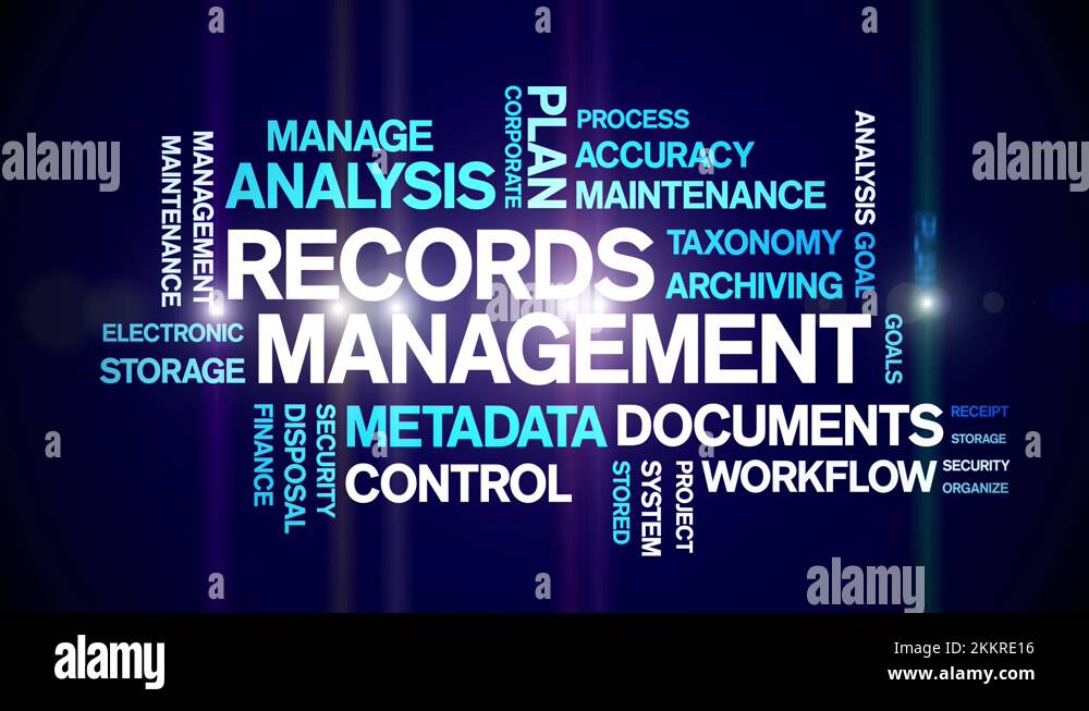 4k Records Management Animated Tag Word Cloud,Text Animation seamless ...