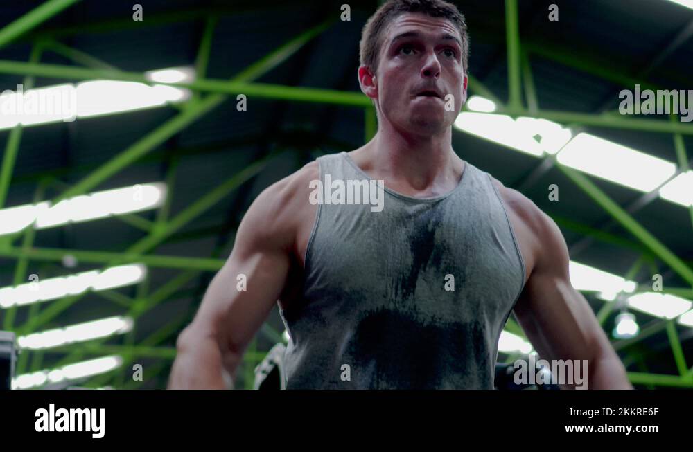 Cinematic Workout, Dumbbell Lateral Raises, Man In Gym On Fitness ...