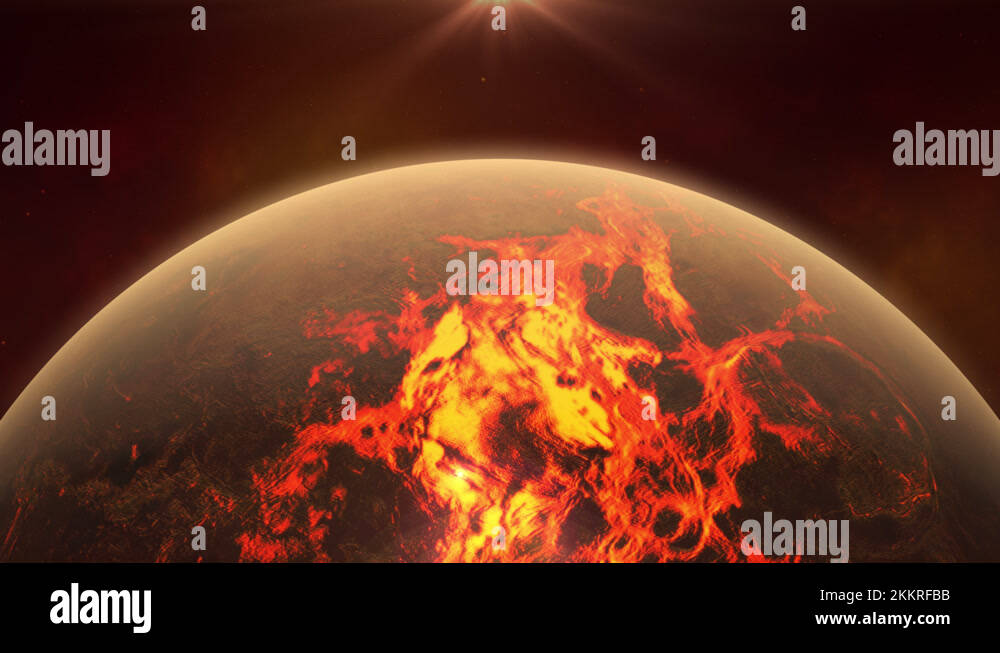 Venus rotates on its axis. Sunrise. Venus atmosphere, ground relief. 3D ... Venus rotates on its axis. Sunrise. Venus atmosphere, ground relief. 3D ...