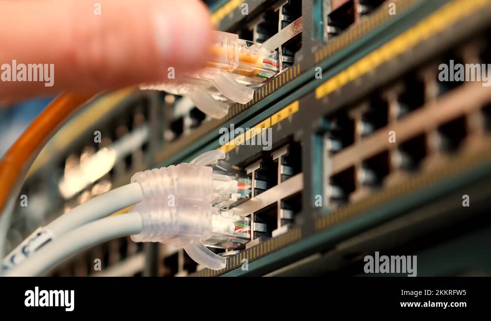 Network Switch.Internet Router.Ethernet Patch Cord.Lan Hardware Server ...