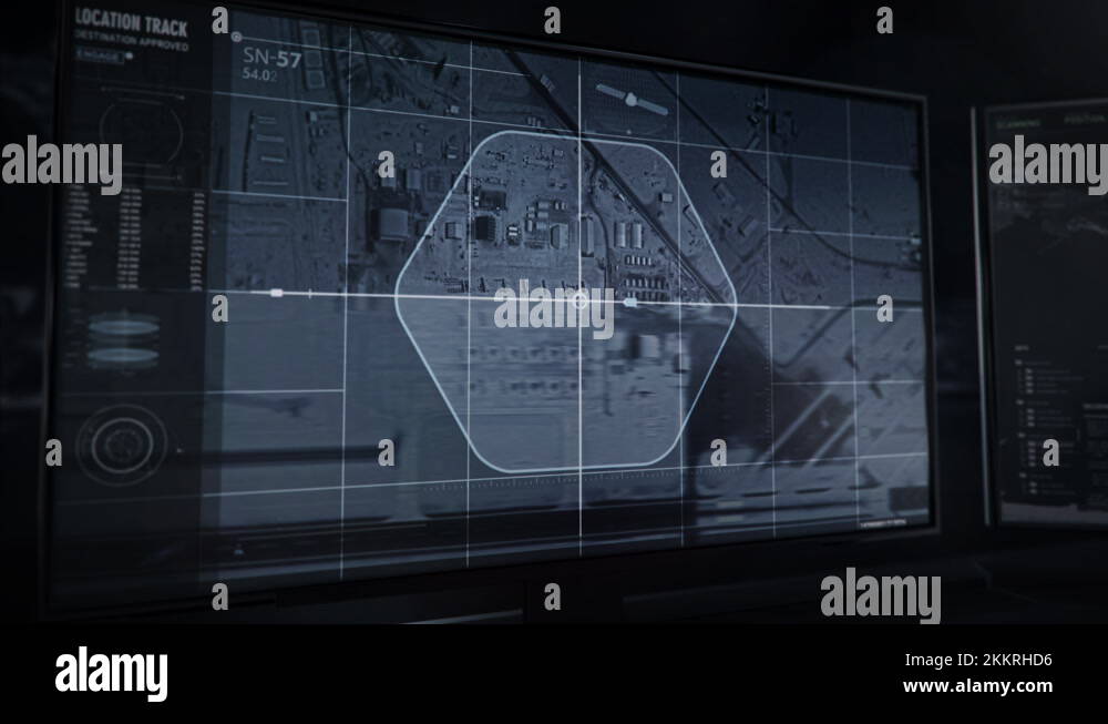 Tracking military object location. Satellite footage of air base in ...