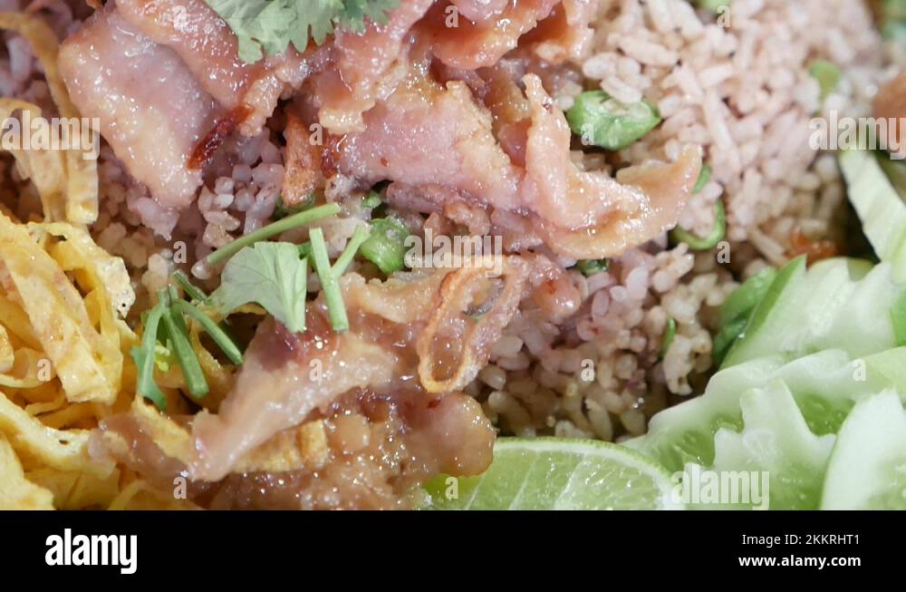 Close Up Footage of Thai Style Shrimp Paste Fried Rice (Khao Klook ...