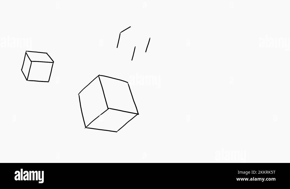 2d Animation Sketch Freehand Drawing Of White Cube Dices Stock Video