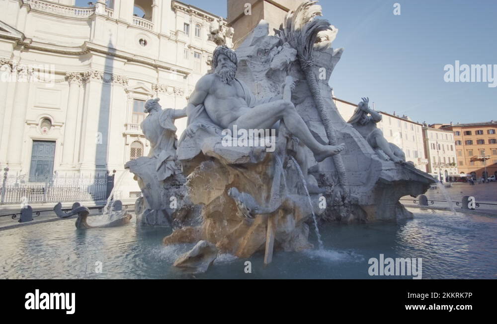 Statue of Zeus in Bernini's fountain of Four Rivers in Piazza Navona ...