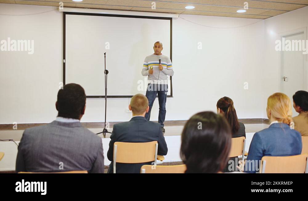 Standing leadership microphone communication Stock Videos & Footage ...