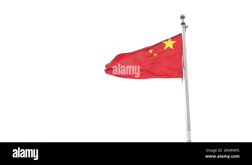 china flag flying on white background Stock Video Footage - Alamy