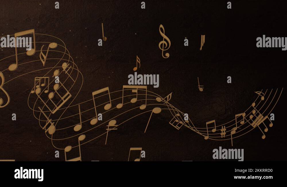3d gold music notes animation footage,music concept wallpaper,golden ...