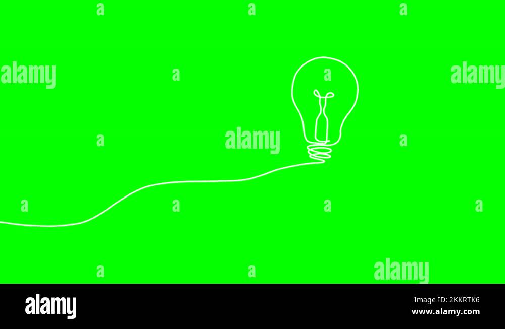 Hand drawn style animation of a light bulb lighting up, green screen ...