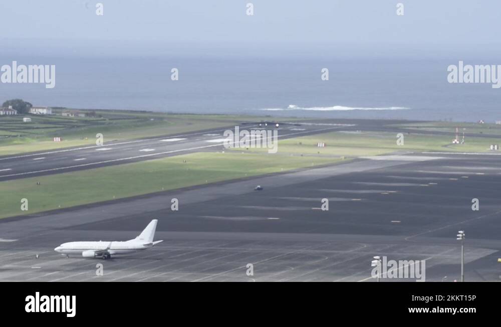 US Air Force B-2 Spirit landing at Lajes Field, Portugal Stock Video ...