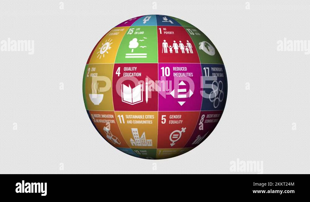UN Global Sustainable Development Goals animation, SDG, alpha channel ...