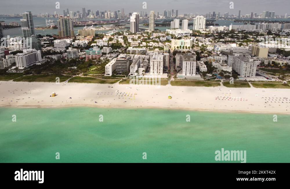 Downward facing side view of Miami Beach FL aerial clip Stock Video ...