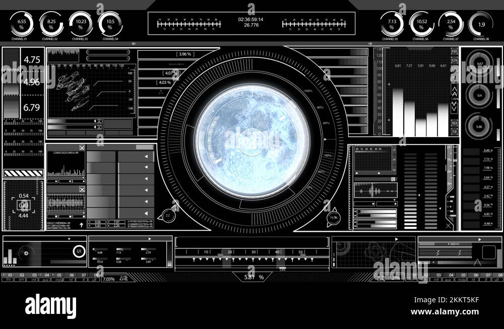 Animation of planet earth with scope scanning and data processing on ...
