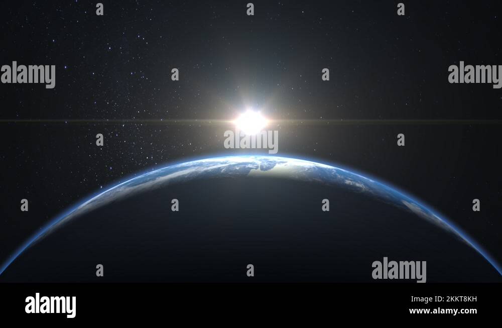 Sunrise over the Earth. View from space. The earth is static ...