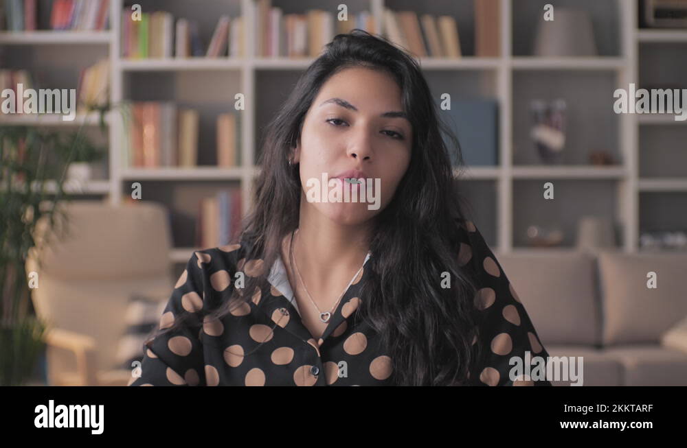 job interview young arab woman talking to camera in video conference ...