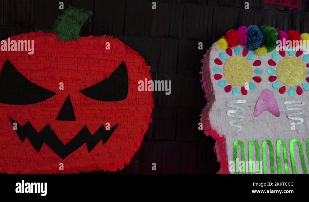 Big piñatas for Halloween and Day of the Dead (día de muertos). Pumpkin ...