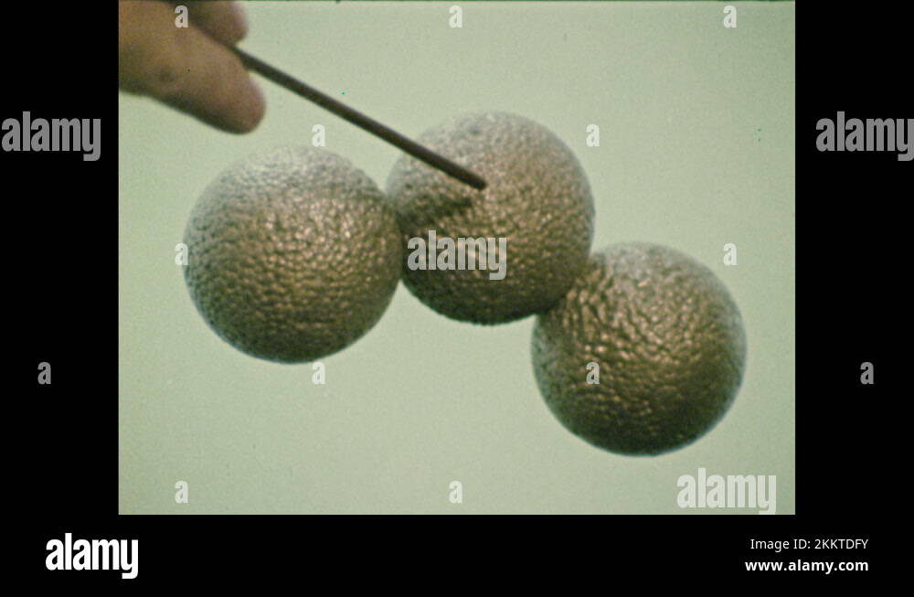 1960s: Model of three molecules together. Pointer points at molecule on ...