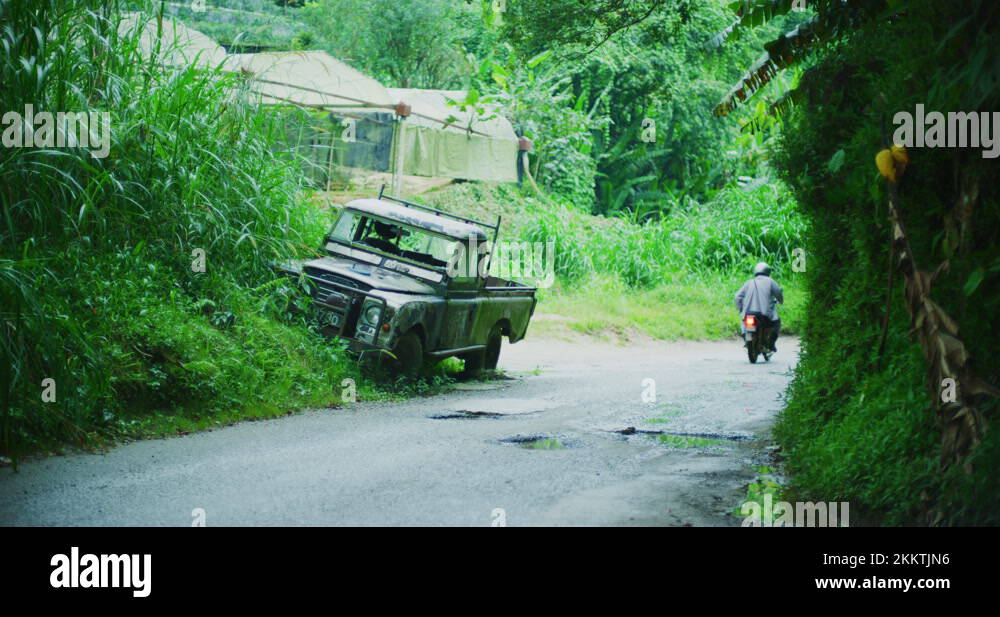 Deserted Land Rover Defender In The Cameron Highlands, Malaysia Stock ...
