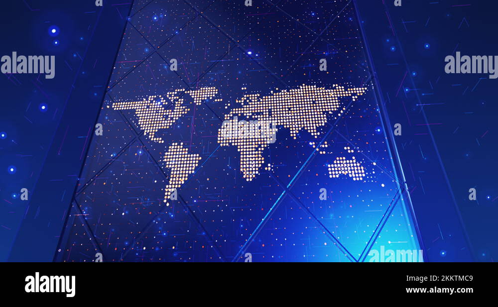 TV Broadcast News Opening Intro Animation. Digital Cube Globe Orbiting ...