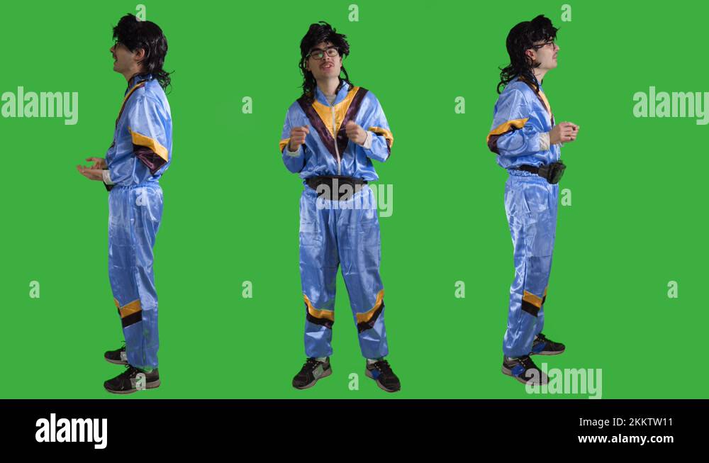 80s 90s Green Screen Retro Man Talking With Gestures Stock Video ...