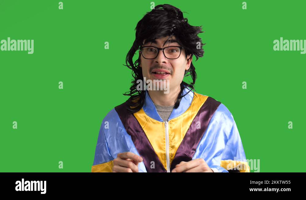 80s 90s Man Talking With Gestures Green Screen Chroma Key Stock Video ...