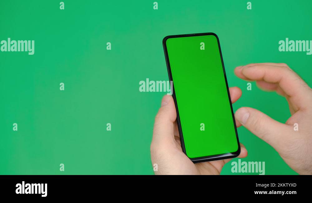 Handheld Camera: Point of View man Holding Chroma Key Green Screen ...
