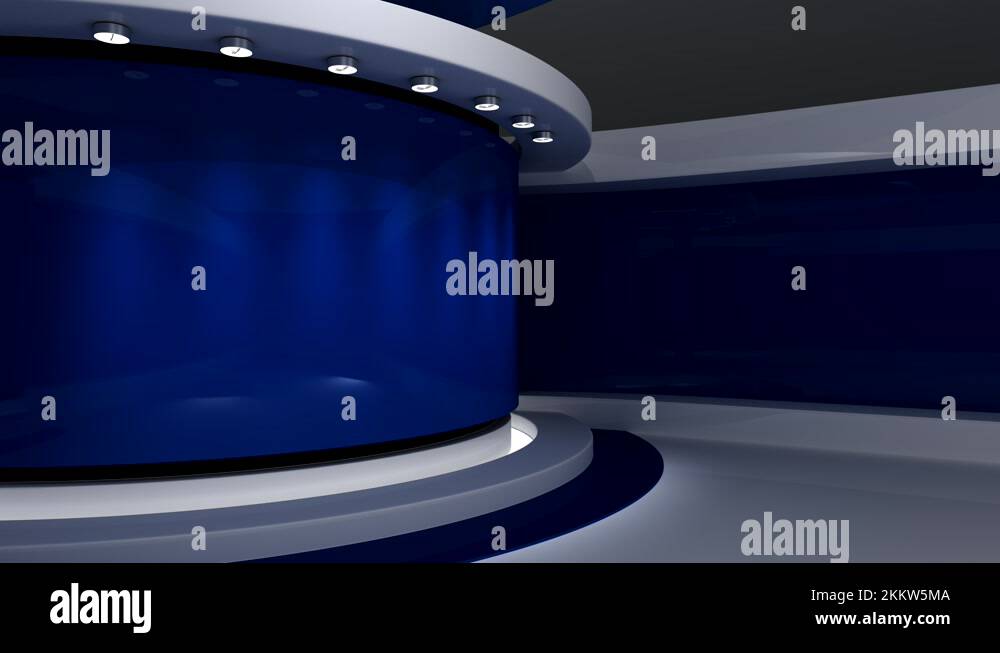 TV studio. Blue background. Green screen background. News studio Stock ...