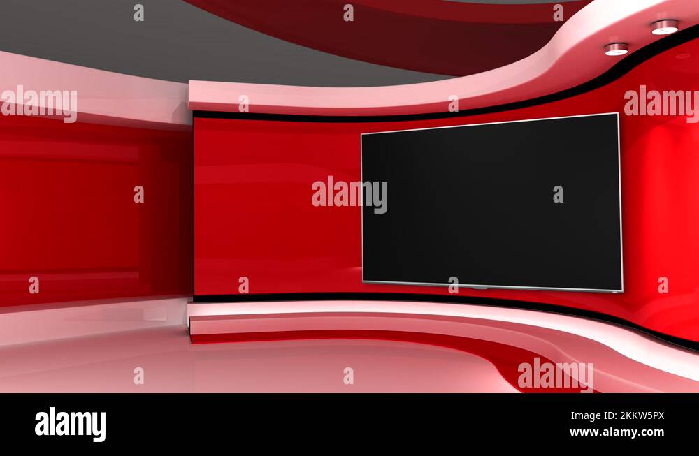 TV studio. Red background. Loop animation. 3d render. 3d Stock Video ...