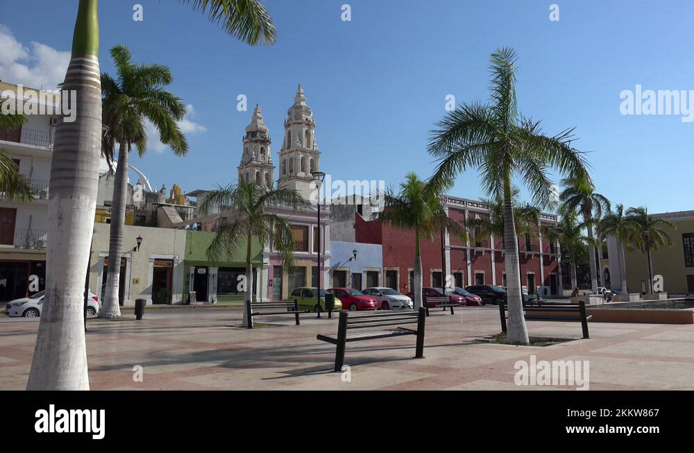 Parque de Las Banderas in the Historical center of Campeche. Mexico ...
